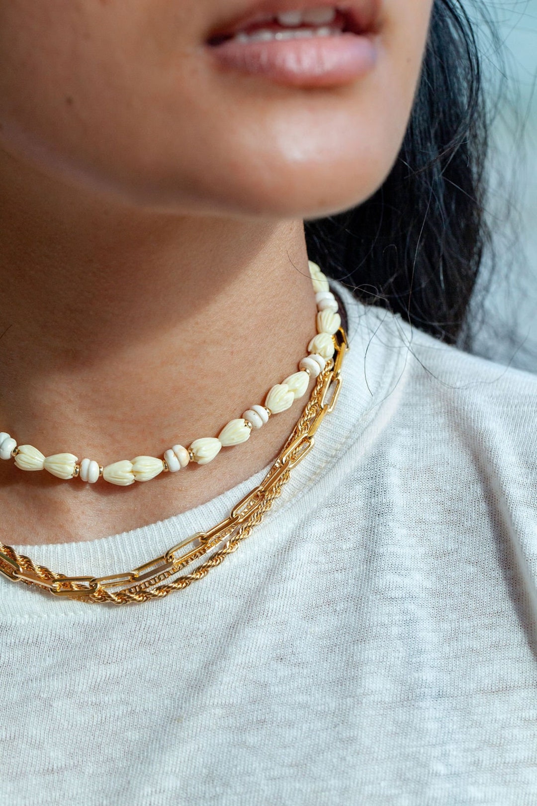 Pikake Puka Shell Necklace, Shell Choker Necklace, Delicate Flower ...