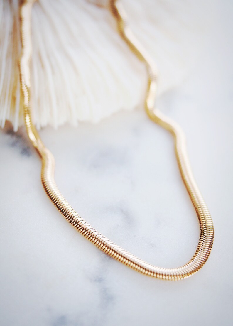 18kt Gold Filled Thick Flat Snake Chain Necklace - Nui - Etsy