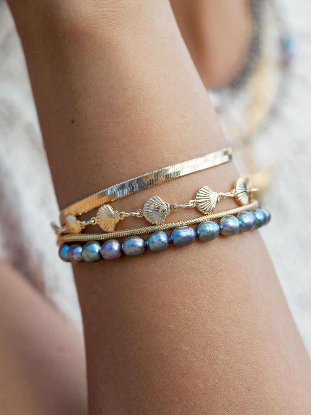 Gold Filled Seashell Chain Bracelet - Leialoha - Etsy