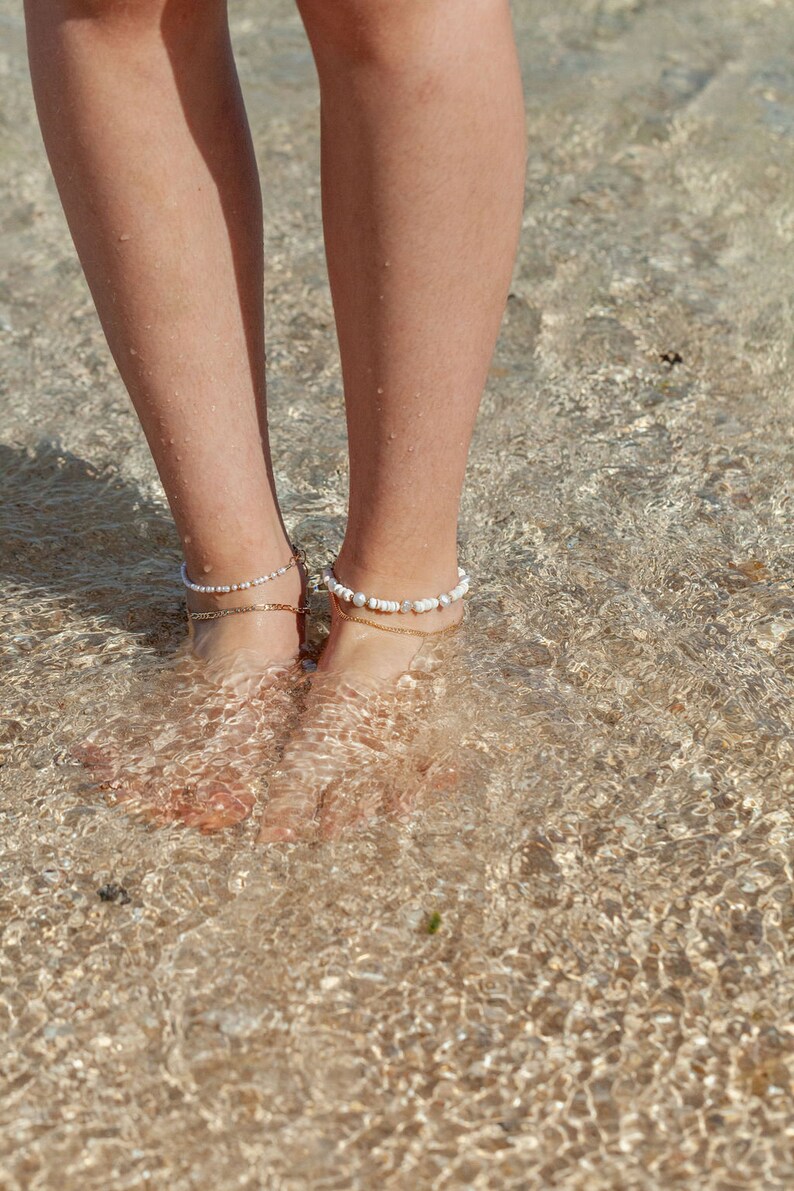 Keshi Pearl Puka Shell Anklet Poa Shell & Pearl Anklet - Etsy