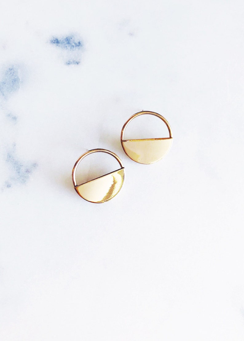 Gold Hoop Disc Stud Earrings Mele Gold Filled Hoop Earring | Etsy