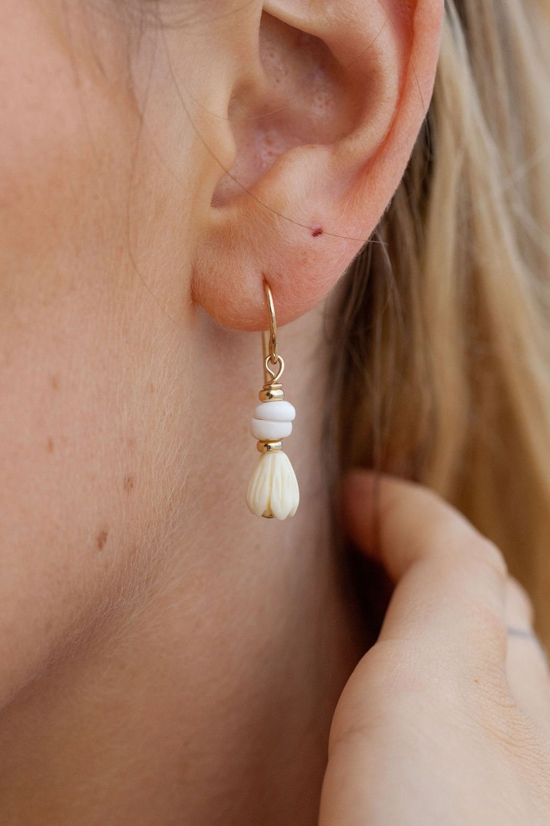 Gold Pikake Puka Drop Earrings - Kēhau - Etsy