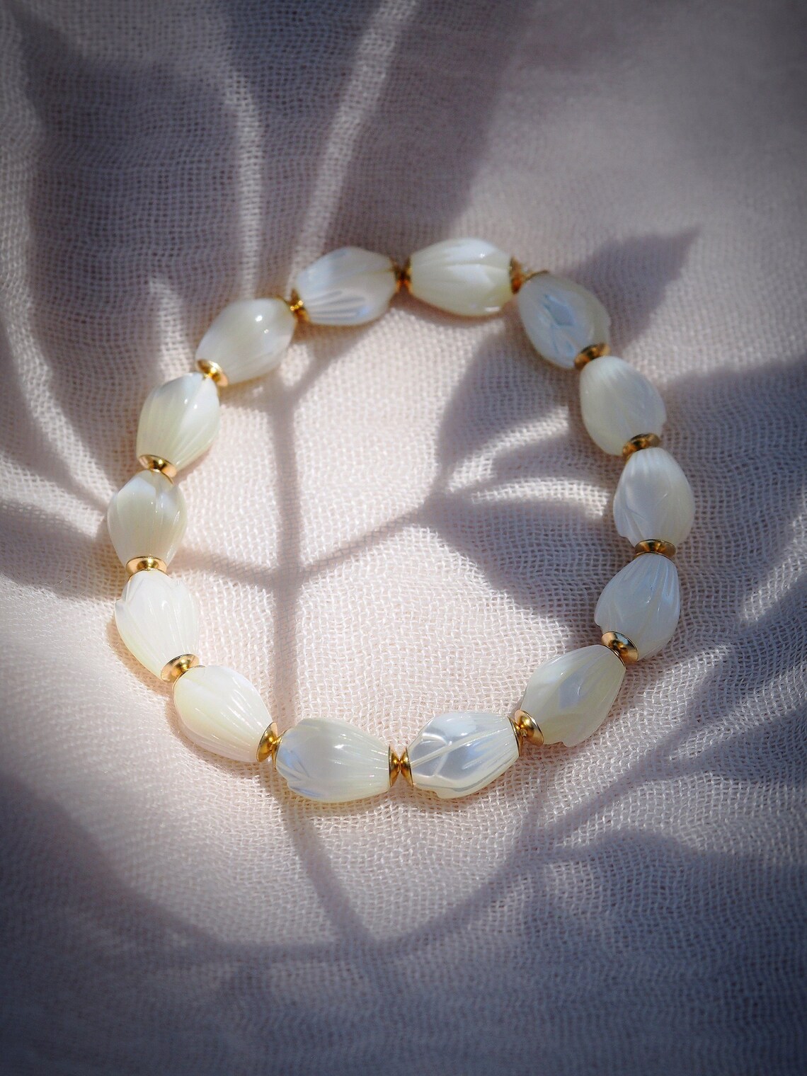Stretchy Mother of Pearl Pikake Bracelet - Anela - Etsy