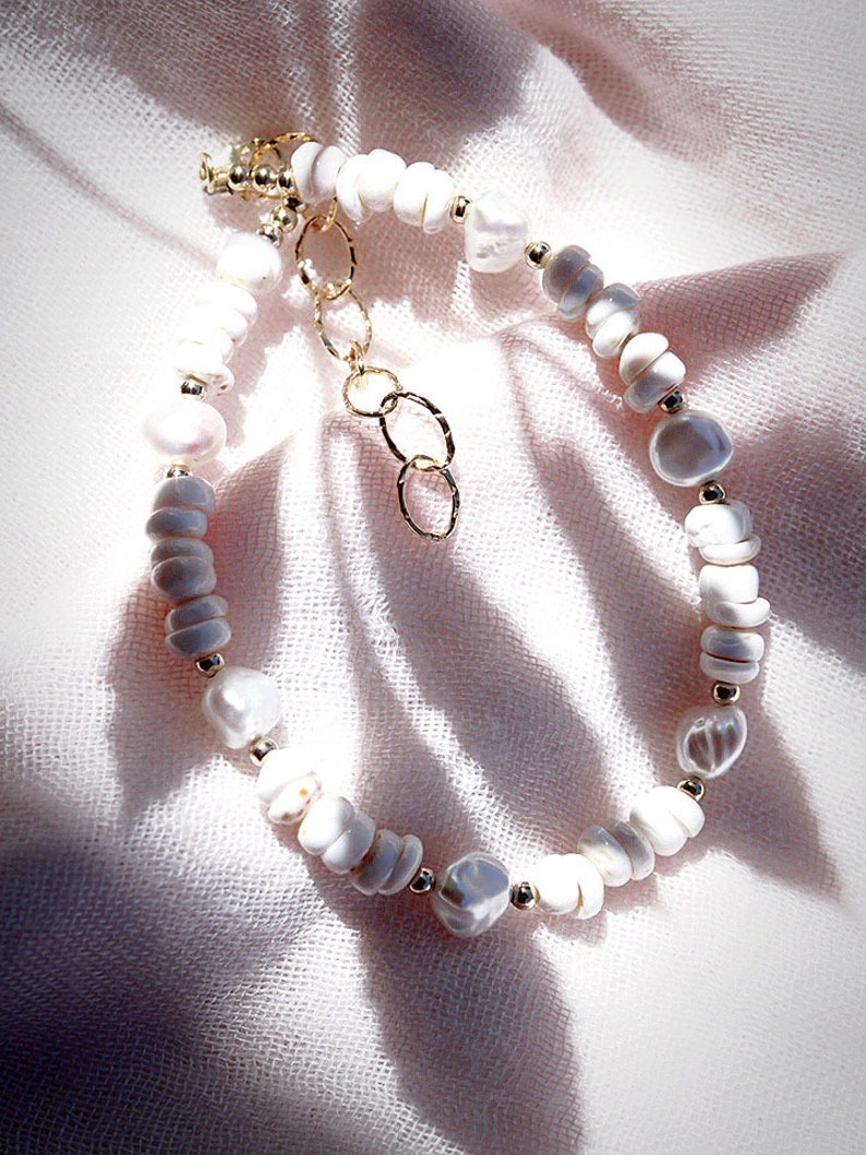 Keshi Pearl Puka Shell Anklet Poa Shell & Pearl Anklet - Etsy