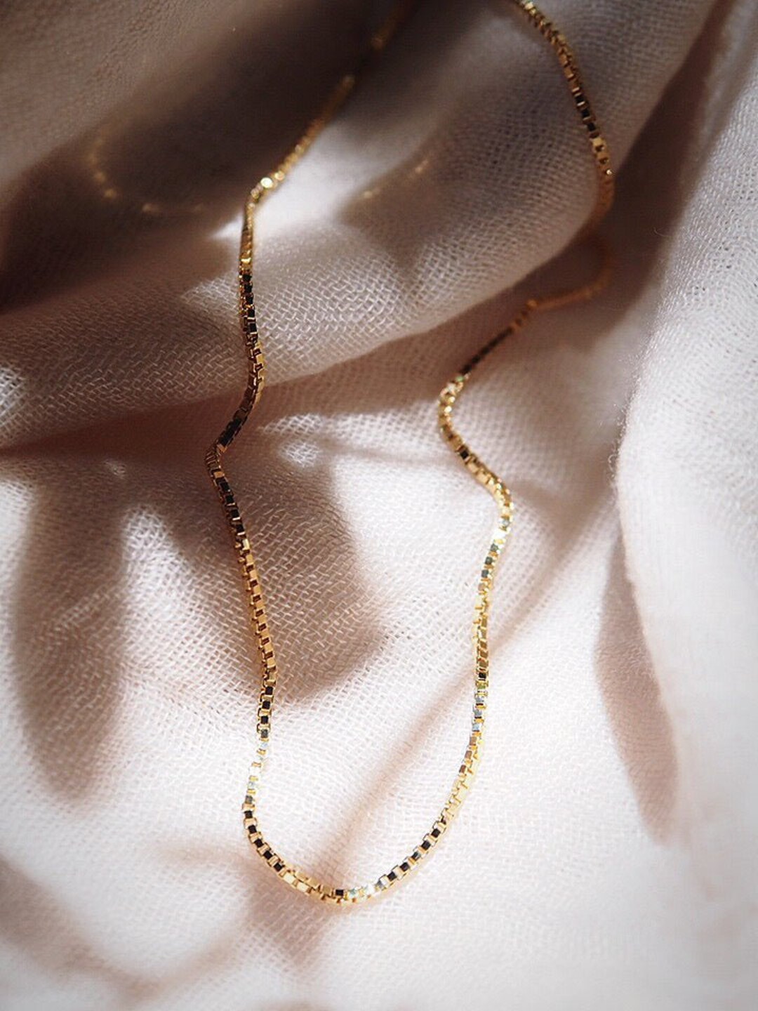 Basic Gold Box Chain Necklace - Iolani - Etsy