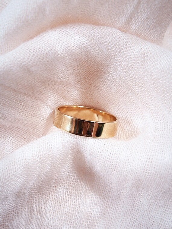 Gold Vermeil Flat Band Ring Wide Band Ring Flat Gold Band | Etsy