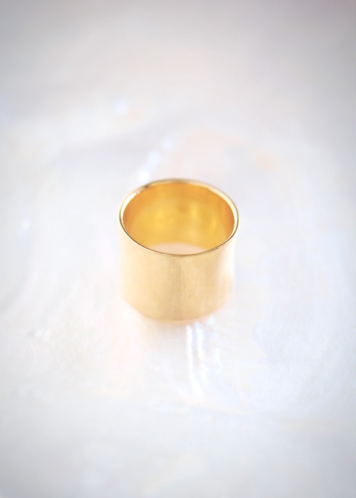 Wide Vermeil Gold Cigar Band Ring wide Band Ringgold - Etsy
