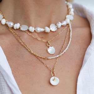 Seashell Chain Necklace, Shell Necklace, Shell Beach Necklace, Gold ...