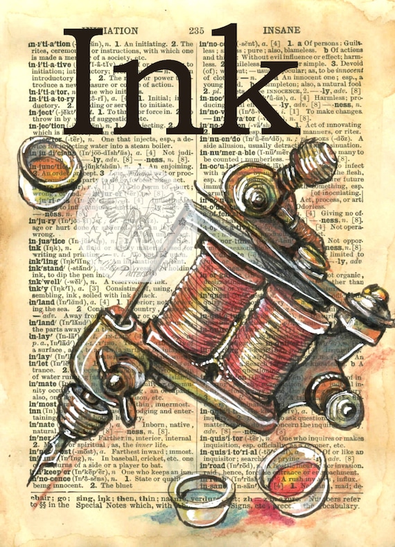 PRINT: Tattoo Gun ink Mixed Media Drawing on - Etsy UK