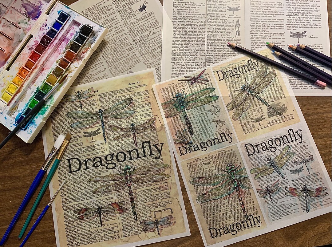 Dragonfly Themed Collage/decoupage Kit - Etsy