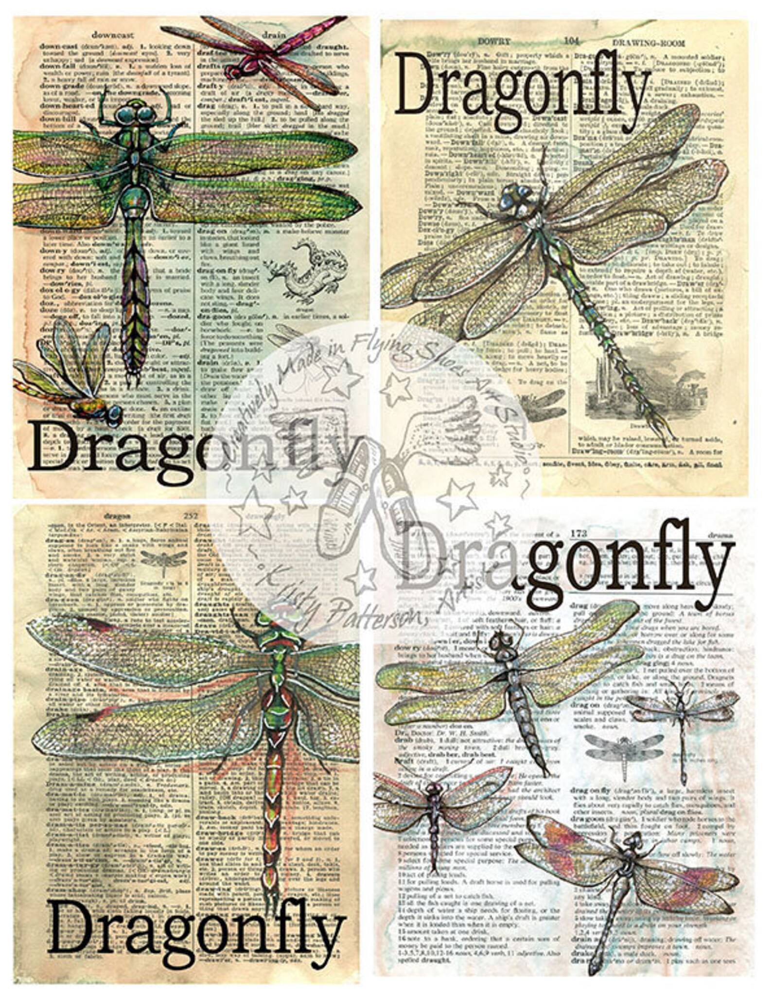 Dragonfly Themed Collage/decoupage Kit - Etsy