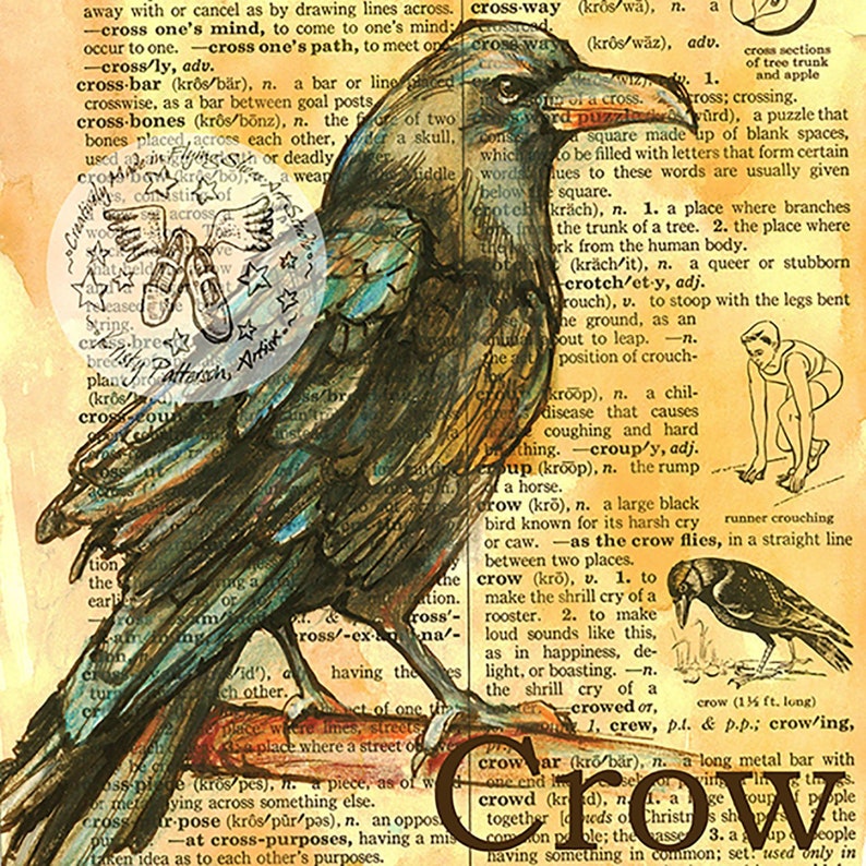Crow Dictionary Drawing Instant Printable Download - Etsy