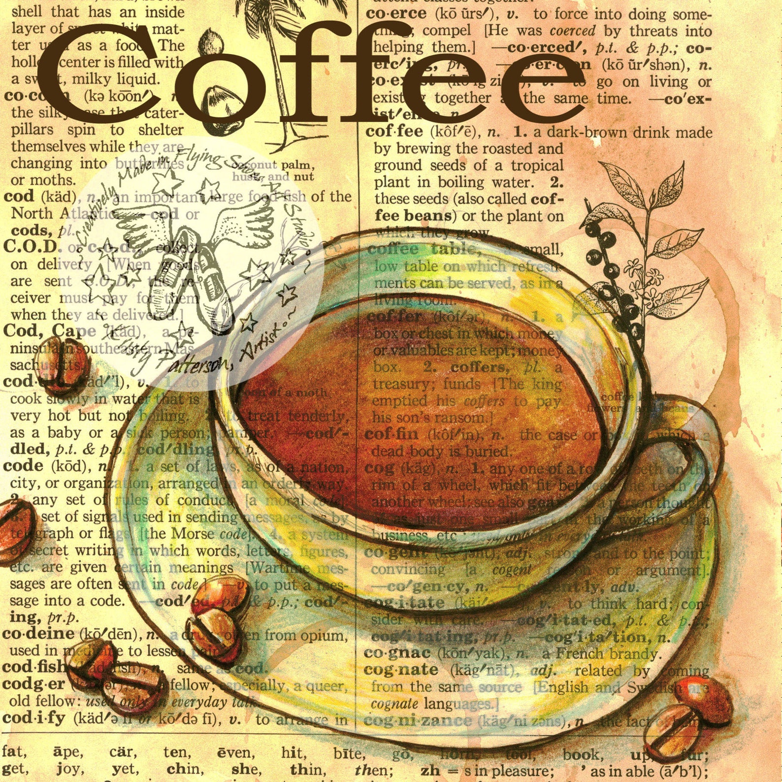 Coffee Dictionary Drawing Instant Printable Download - Etsy