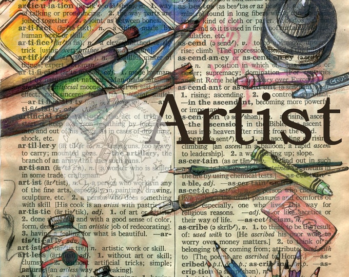 PRINT: Artist Mixed Media Drawing on Distressed, Parchment - Etsy