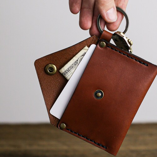 Leather Keychain Wallet Keychain Card Holder Envelope Pouch | Etsy