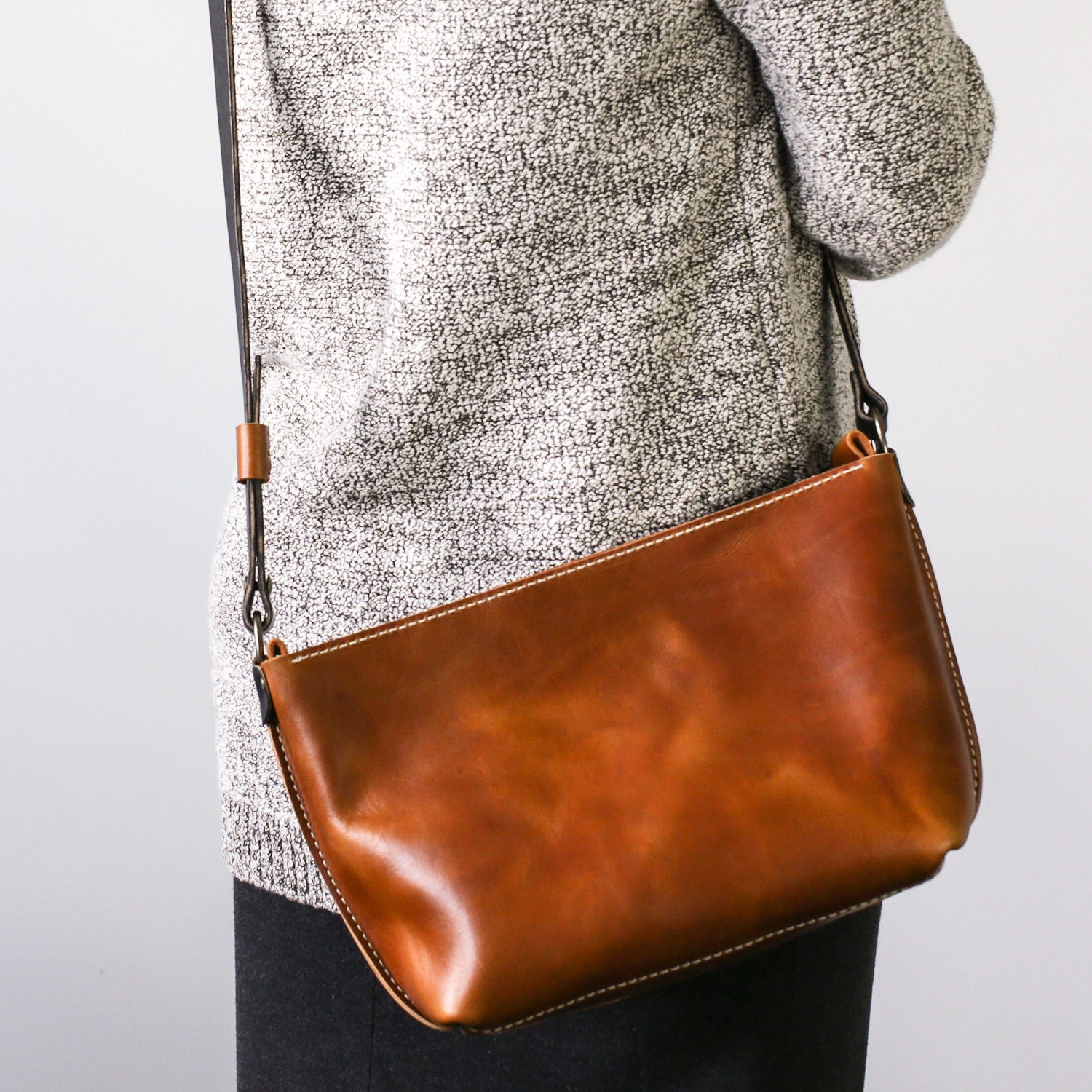 Leather Crossbody Bag for Women Dark Brown Leather | Etsy