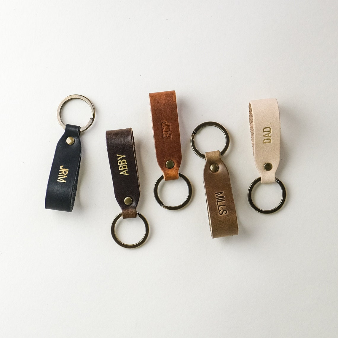 Personalized Leather Key Fob Full Grain Leather Keychain - Etsy