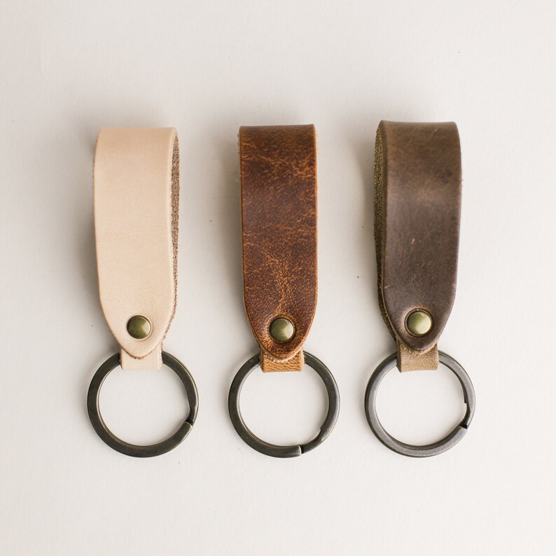 Personalized Leather Key Fob Full Grain Leather Keychain | Etsy