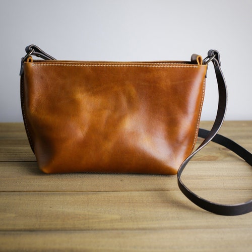 Leather Crossbody Bag for Women Dark Brown Leather - Etsy
