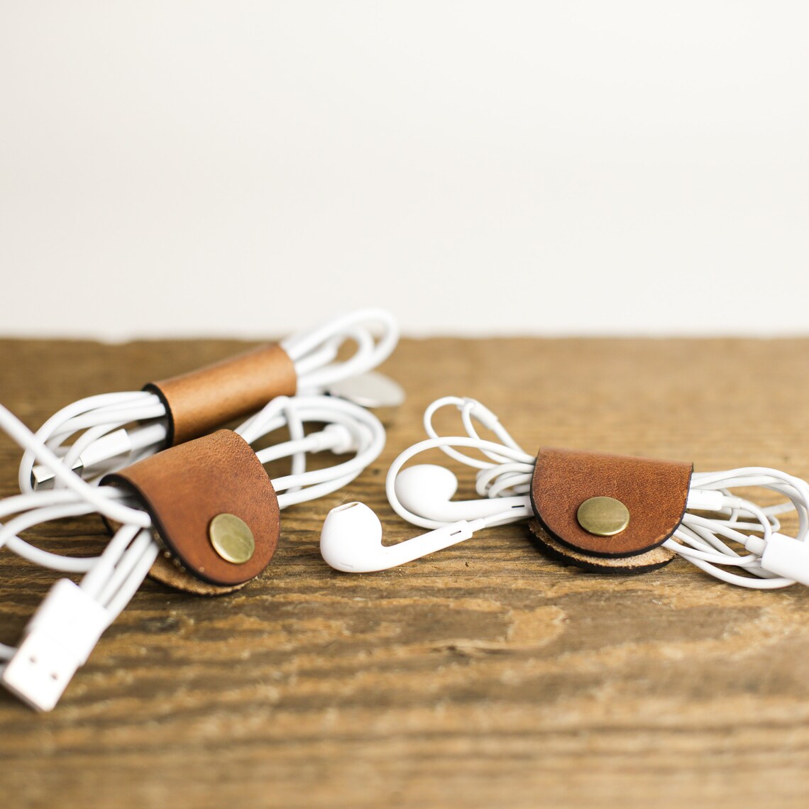 Leather Cable Organizers Leather Cord Wrap and Earphone | Etsy