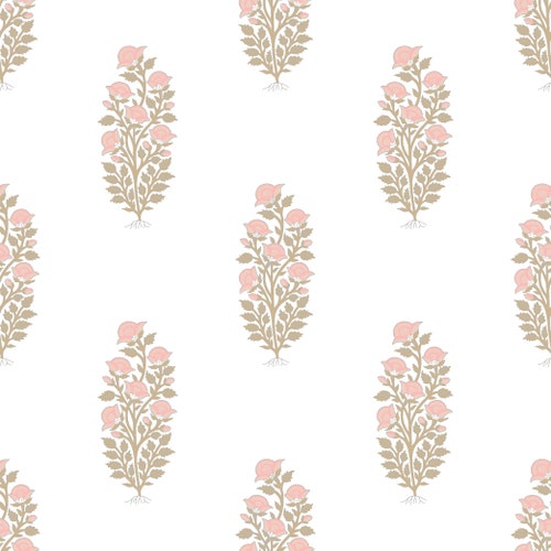 Floral Block Print Blush Pink Removable Wallpaper - Etsy