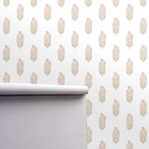 Floral Block Print Blush Pink Removable Wallpaper - Etsy