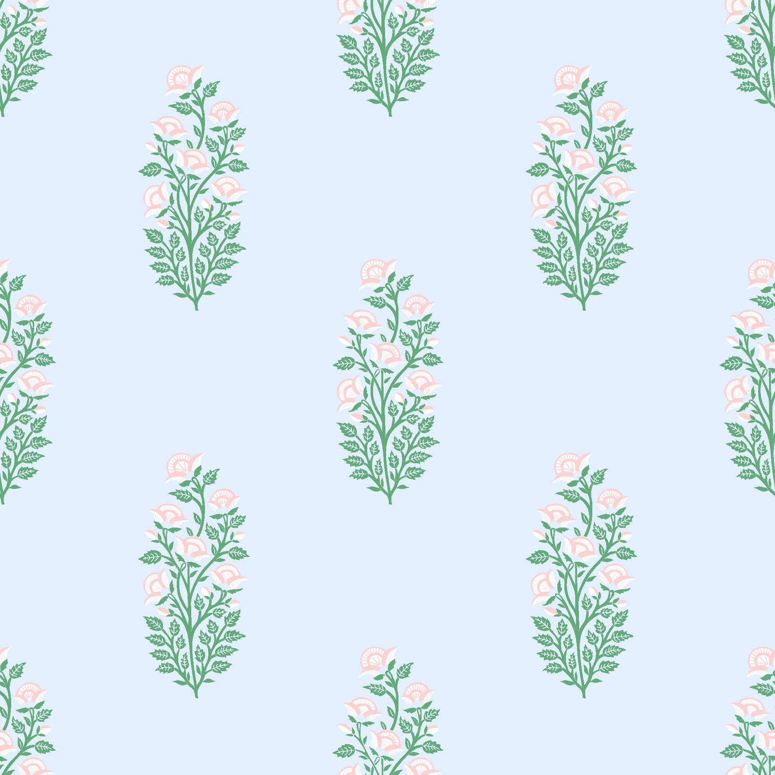 Floral Block Print Sky Removable Wallpaper | Etsy