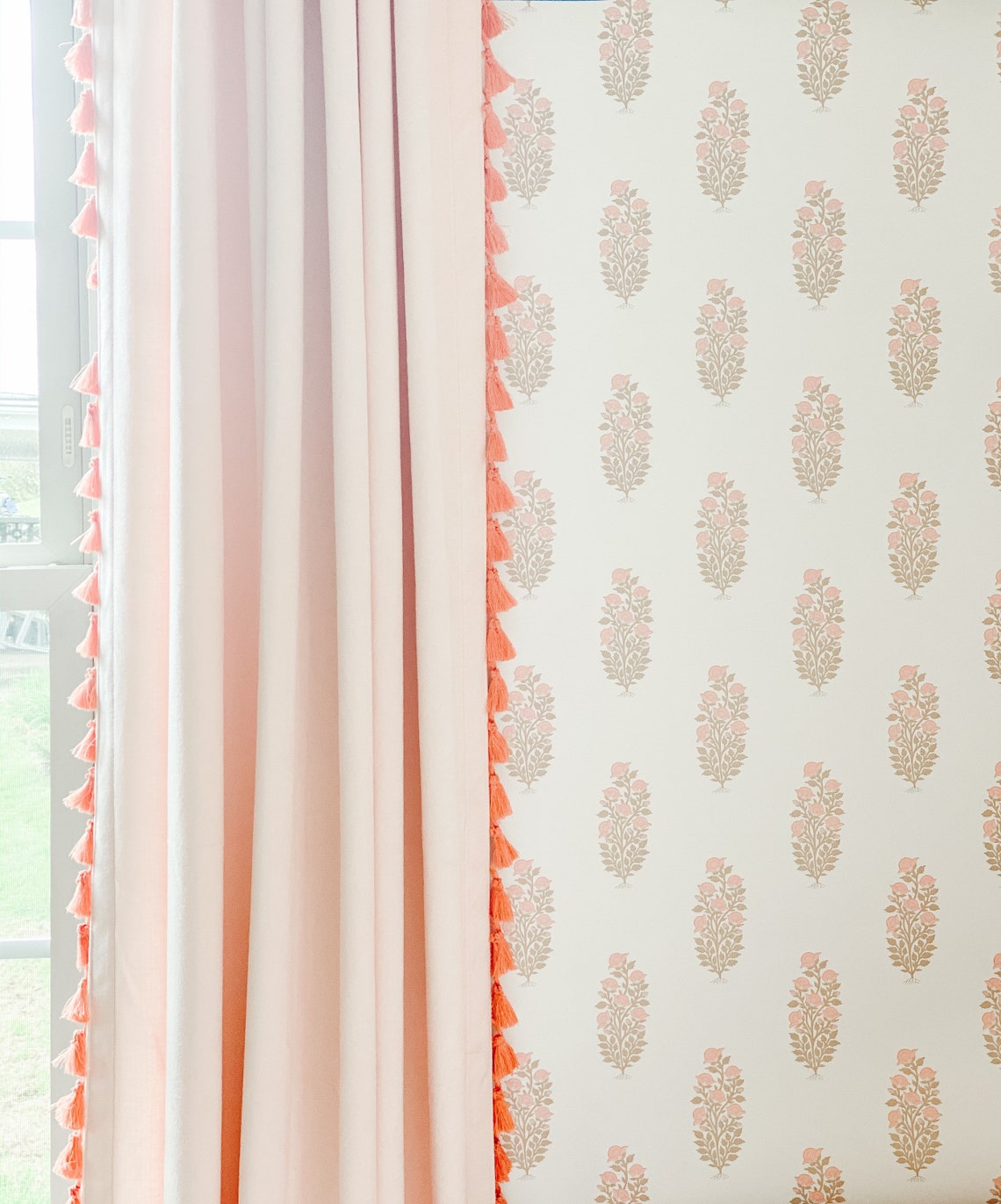 Floral Block Print Blush Pink Removable Wallpaper - Etsy