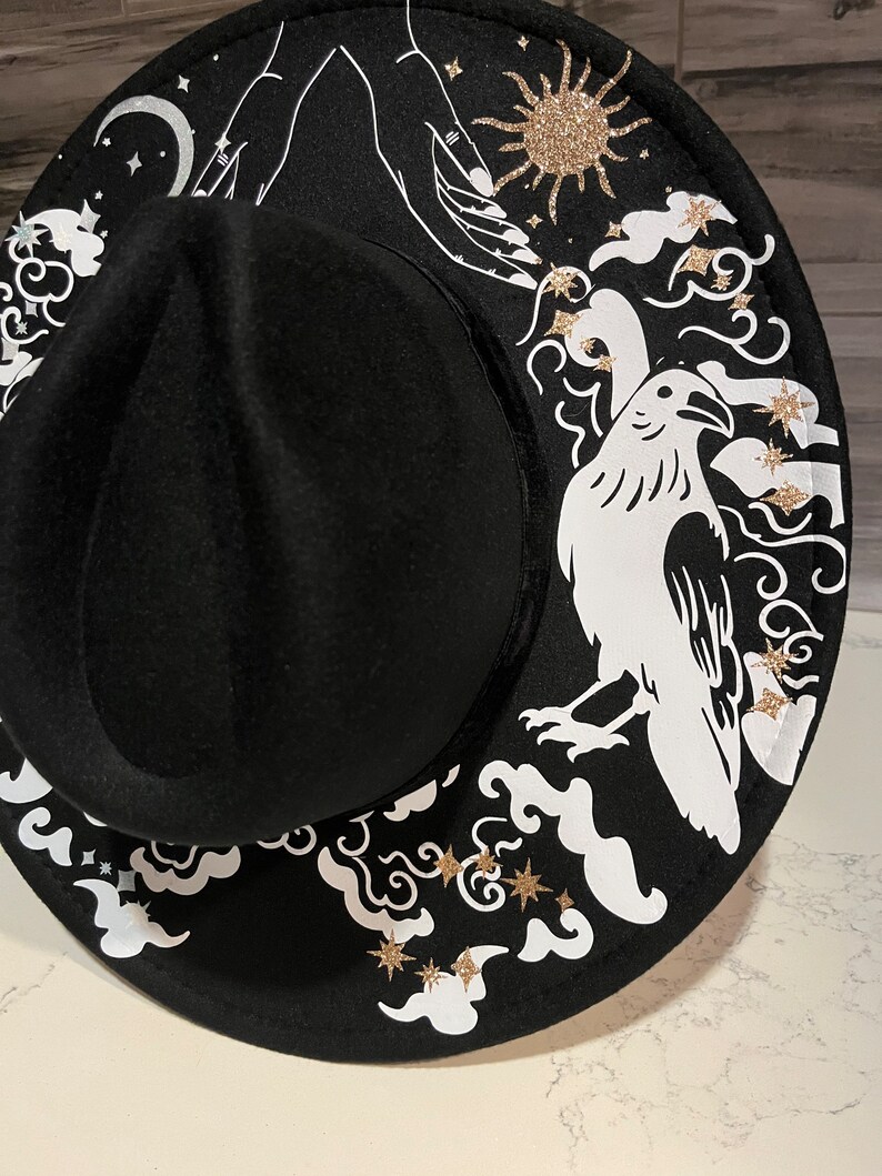 Wide Brim Hat Black Crow Wide Brim Fedora Wide Brim Hat With - Etsy