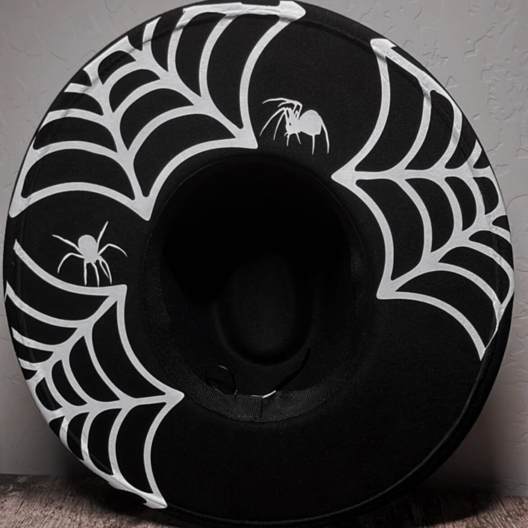 Wide Brim Hat Spider Web Hat Wide Brim Fedora Goth Hat - Etsy