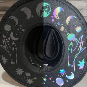Wide Brim Hat, Moon Phase Hat, Glow in the Dark Halloween Moon Hat ...