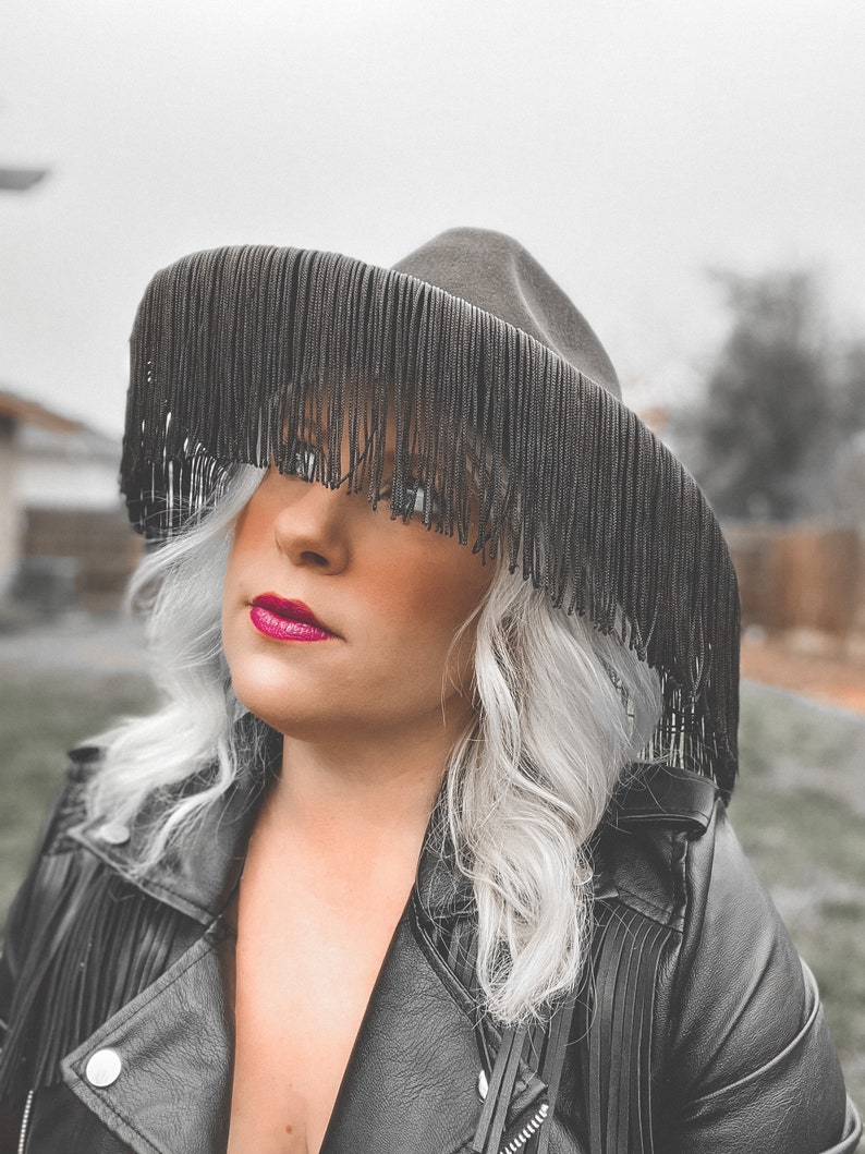 Fringe Wide Brim Hat With Snakes Wide Brim Moon Hat Fringe - Etsy