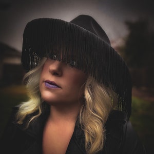 Fringe Wide Brim Hat With Snakes, Wide Brim Moon Hat, Fringe Fedora - Etsy