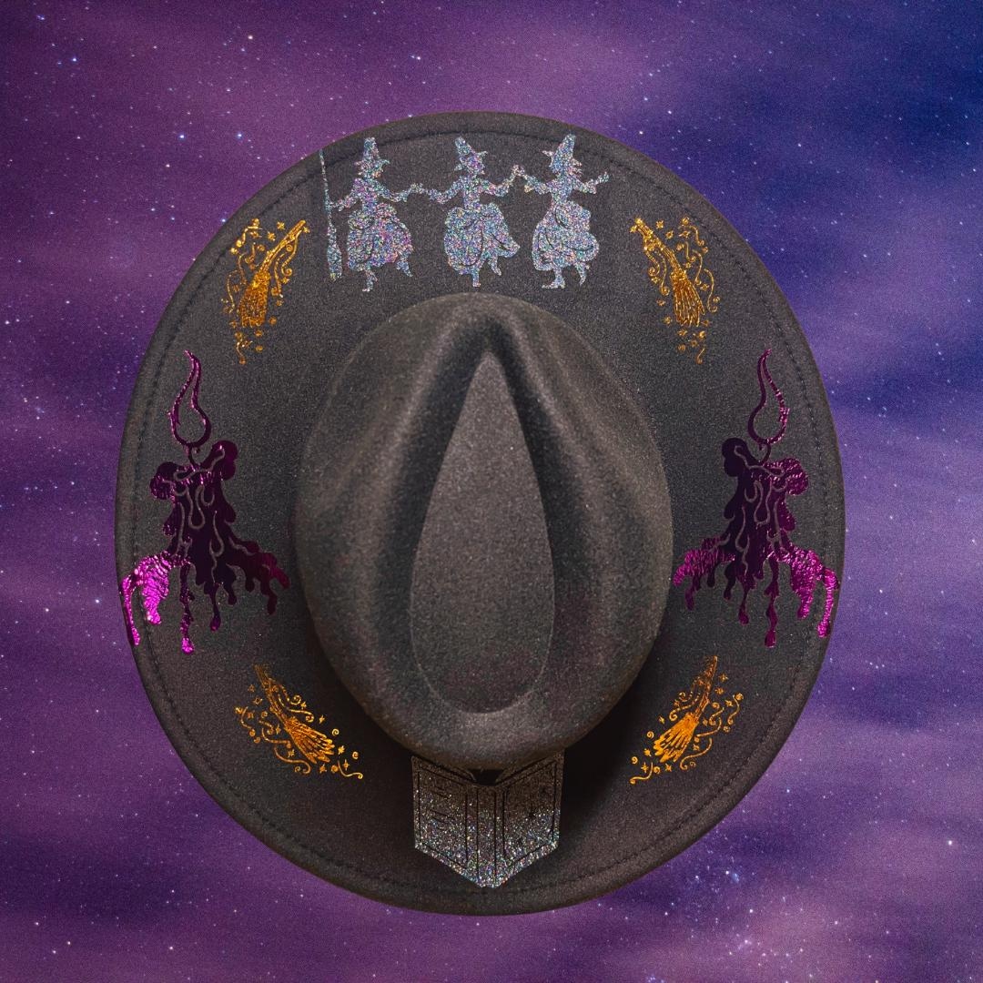 Wide Brim Witch Hat, Wide Brim Fedora, Halloween Hat - Etsy