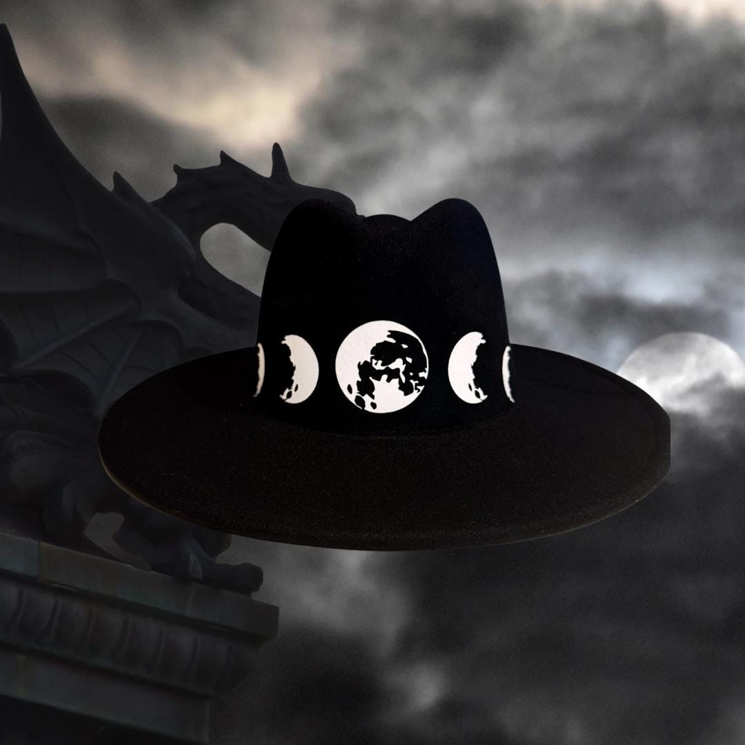 Wide Brim Witch Hat: Moon Phase Hat - Etsy Canada