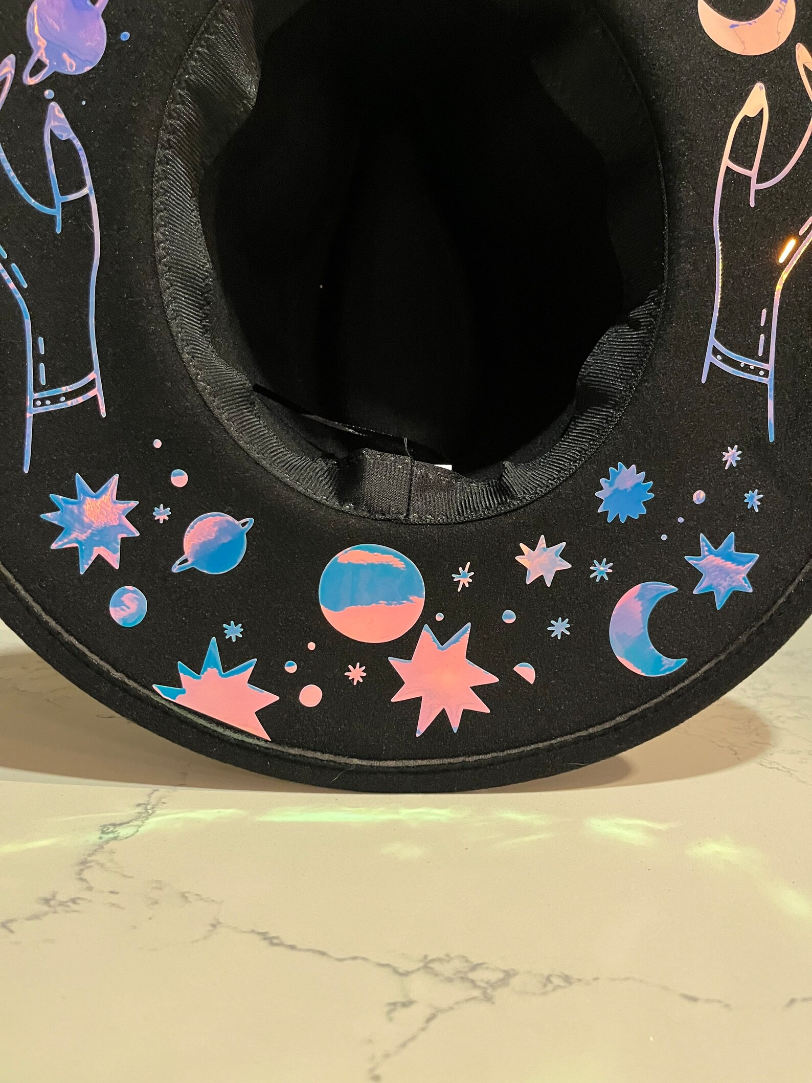 Wide Brim Hat Moon Phase Hat Glow in the Dark Halloween Moon - Etsy