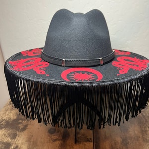 Fringe Wide Brim Hat With Snakes, Wide Brim Moon Hat, Fringe Fedora - Etsy