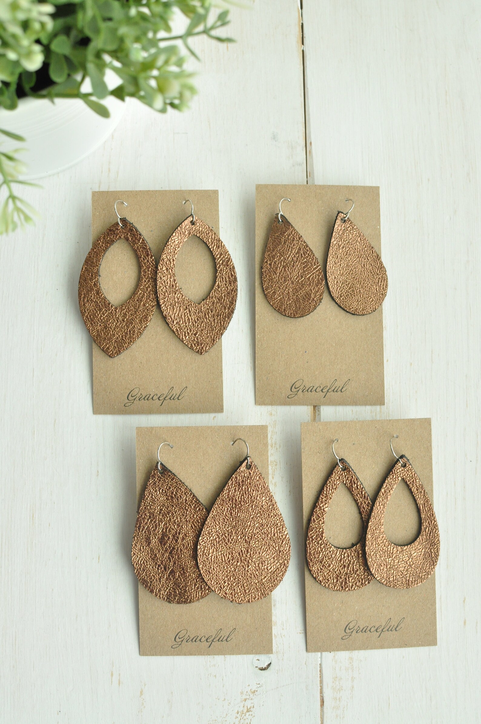 Copper Leather Earrings Various Shapes and Sizes - Etsy