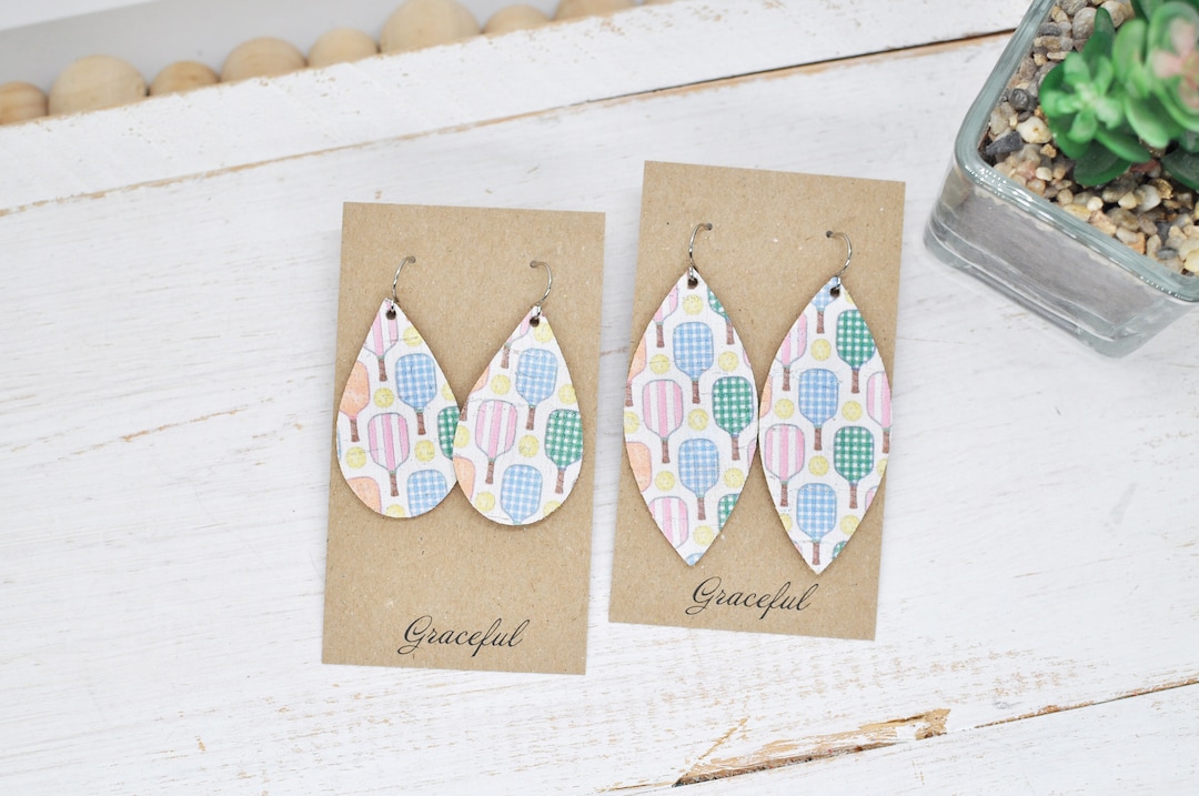 Pickleball Leather Earrings - Pickleball Accessory - Sport Earrings ...