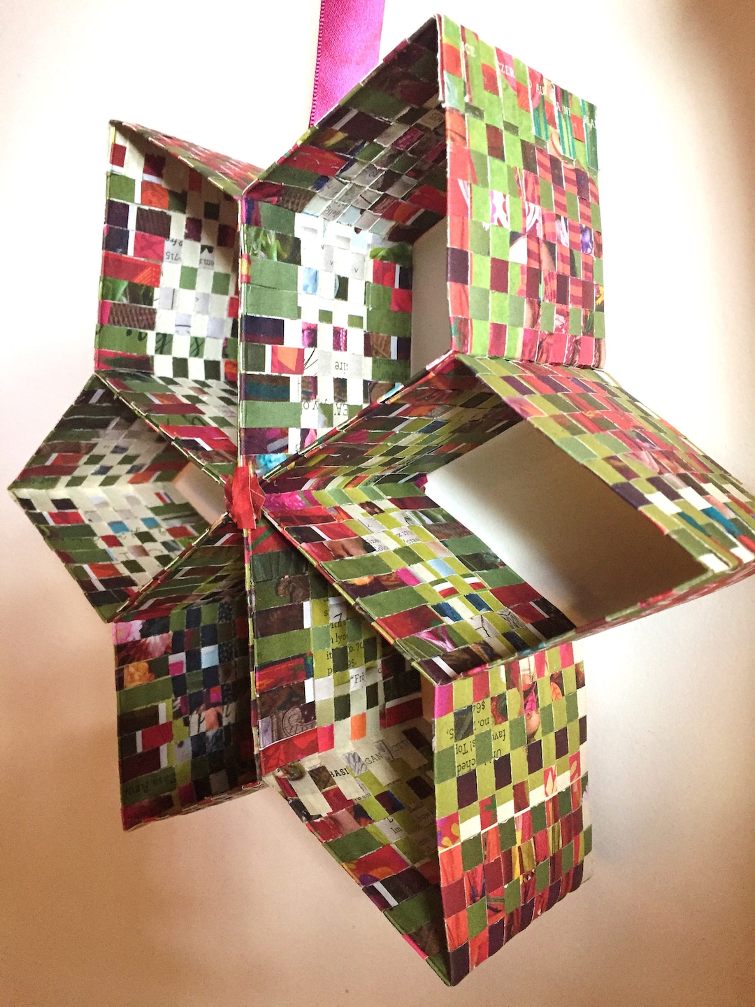 6 Point Paper Star/original Paper Weaving Art - Etsy