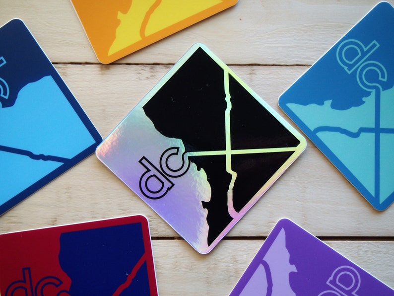 Washington DC Sticker. DC Quadrants Map. Vinyl Sticker. District of ...