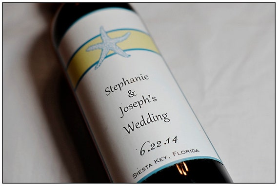 Items similar to Beach Wedding Wine Label- Personalized Label - Custom ...