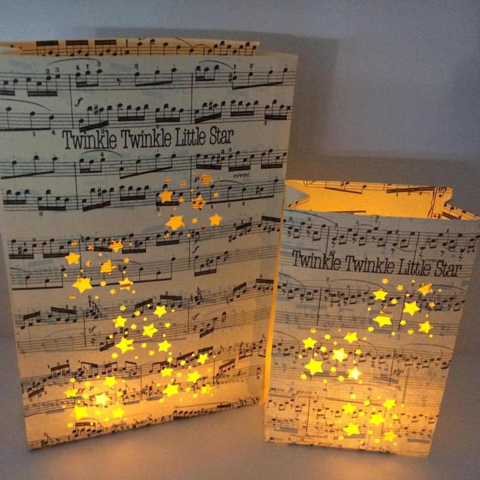 3 Large Custom Made Star Luminary, Vintage Sheet Music Luminary, Star ...