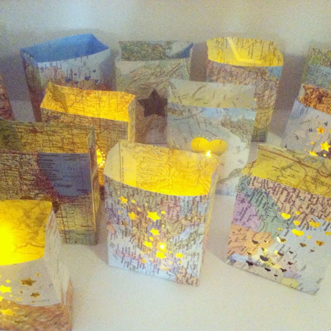 15 Map Luminaries Mini Lanterns Luminarias Travel Decor - Etsy Canada