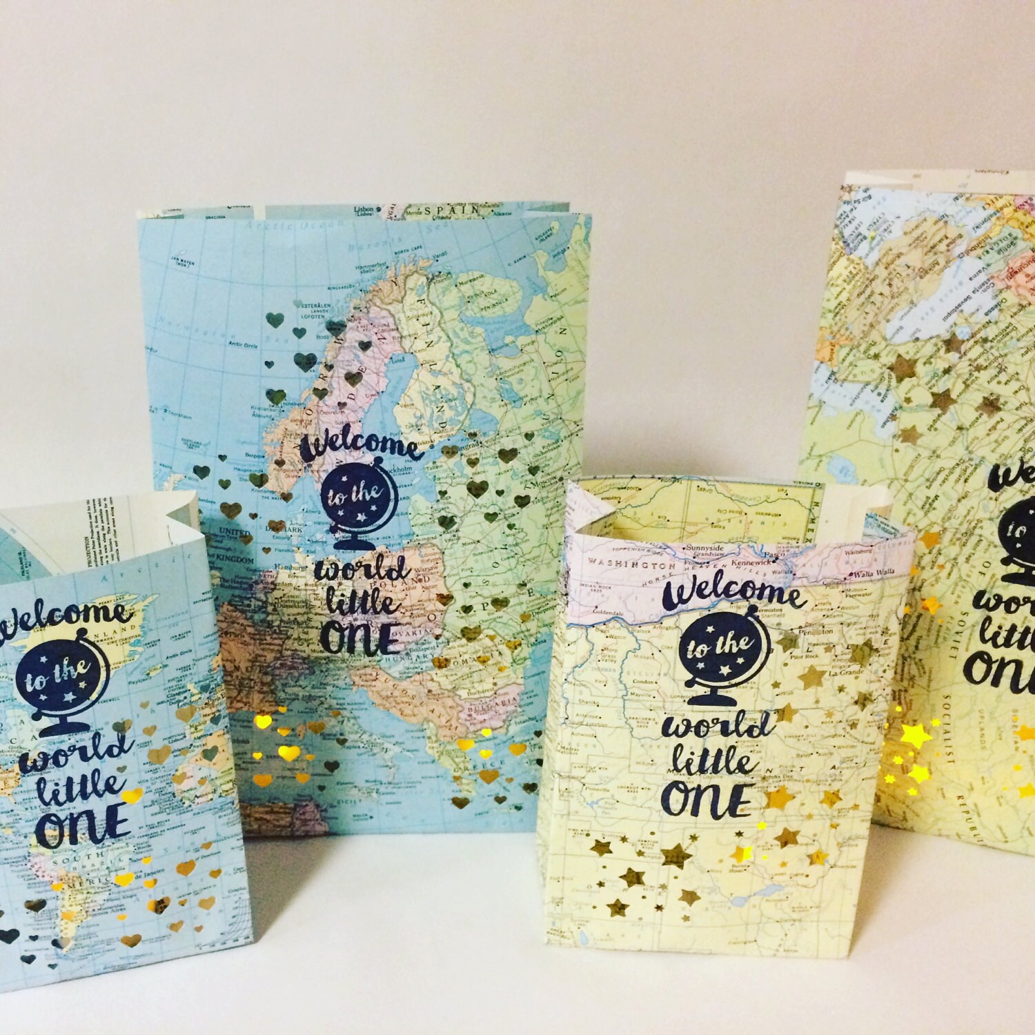 10 Welcome to the World Baby Shower Luminaries, Map Luminary, Baby ...