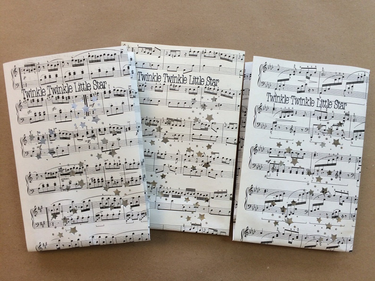 3 Large Custom Made Star Luminary, Vintage Sheet Music Luminary, Star ...
