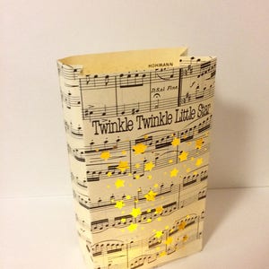 3 Large Custom Made Star Luminary, Vintage Sheet Music Luminary, Star ...