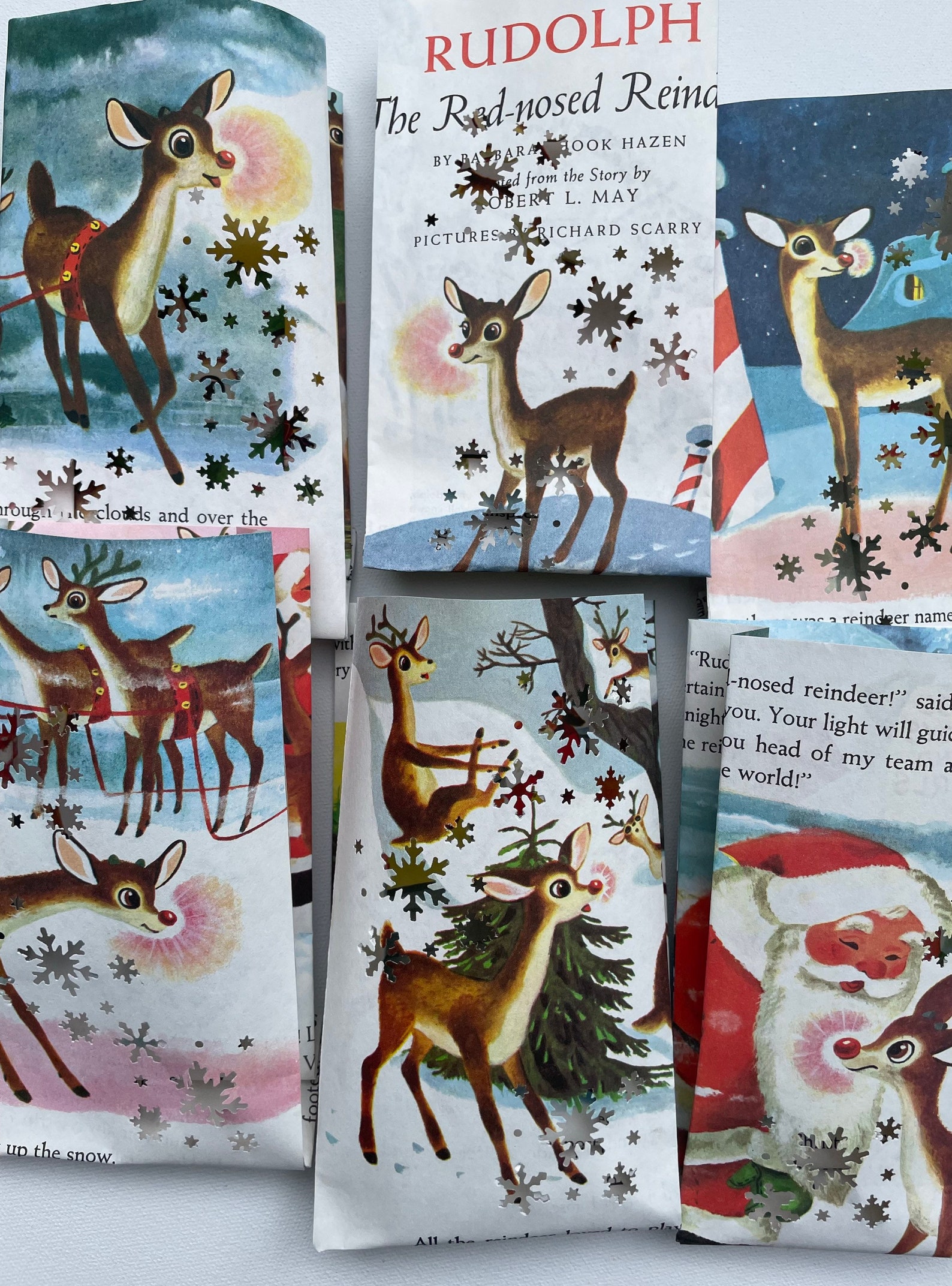 1 Rudolph Luminary, Fashioned Using Storybook Pages, Christmas Decor ...