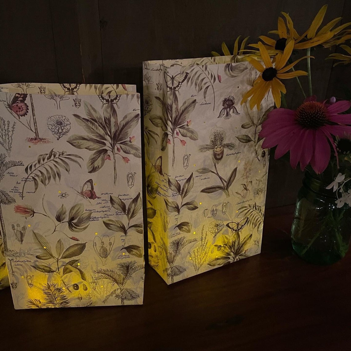 Botanical Lantern Floral Luminaries Flowers Plants Garden - Etsy