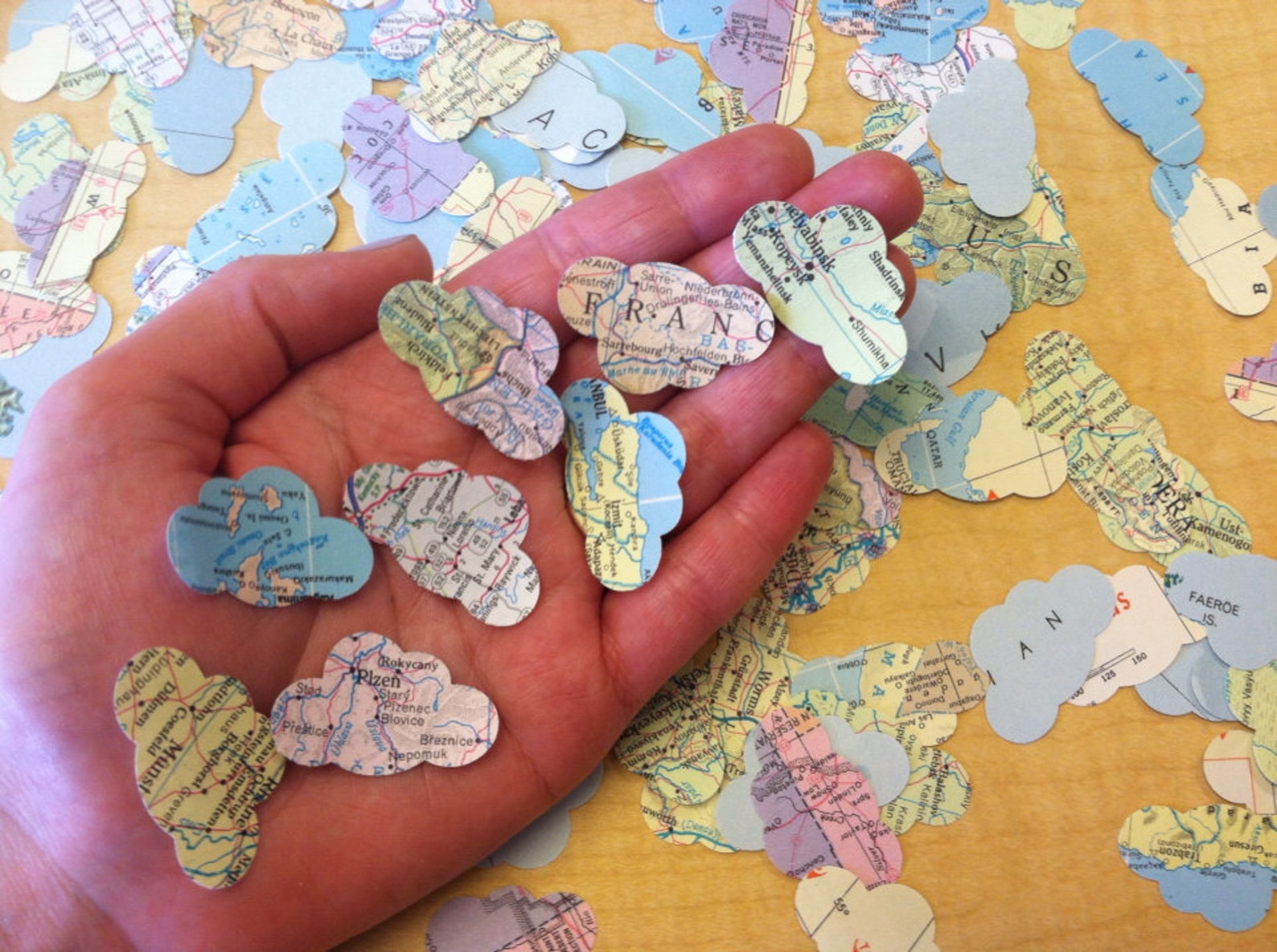Cloud Confetti Map Confetti Travel Decor Travel Confetti - Etsy